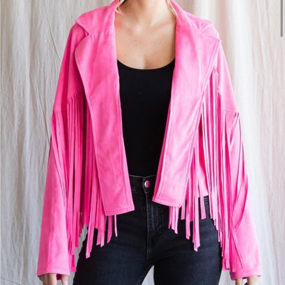 JODIFL | Jackets & Coats | Pink Fringe Suede Jacket | Poshmark